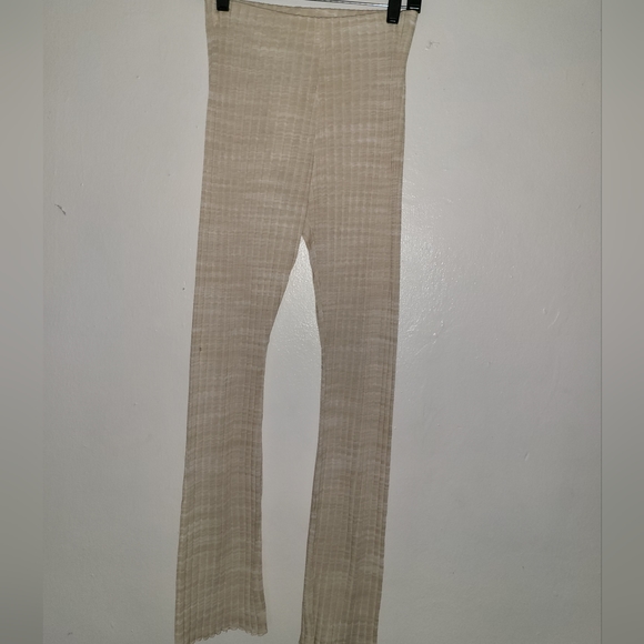 Zara | Pants & Jumpsuits | Nwt Zara Flared Rib Pants Beige Szm | Poshmark